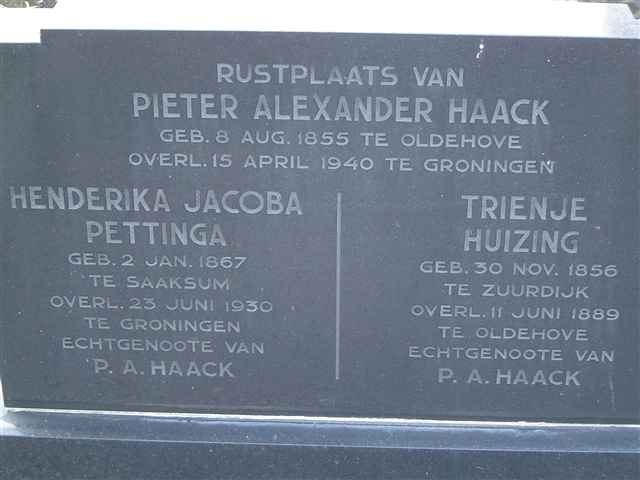 Gezinskaart van Pieter Alexander Haack (1855-1940) – Greets genealogie