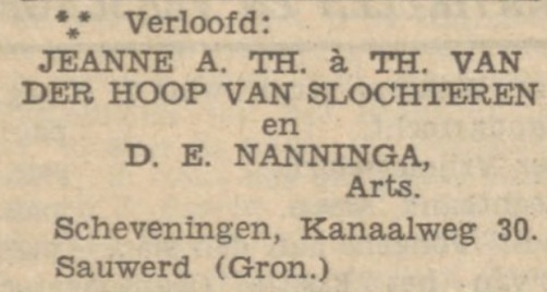 Gezinskaart van Dirk Evert Nanninga (1905-1985) – Greets genealogie